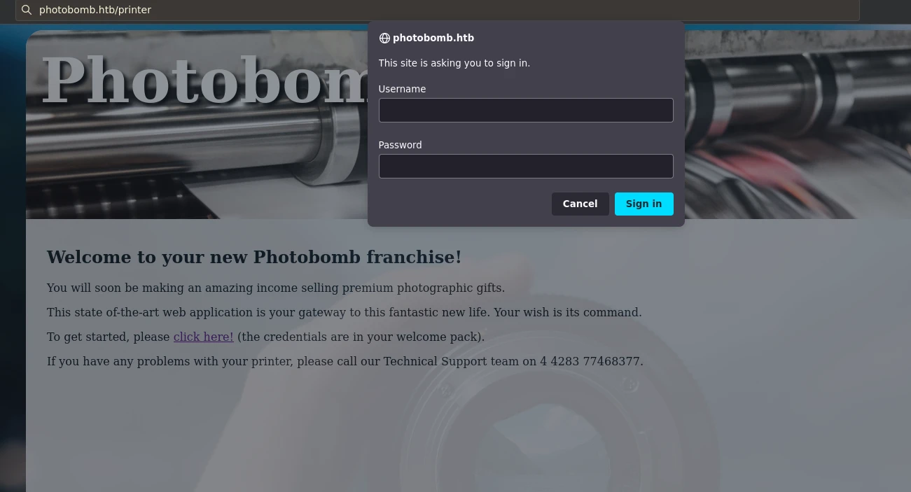 Photobomb | HackTheBox - h4r1337 blog | CTF writeups